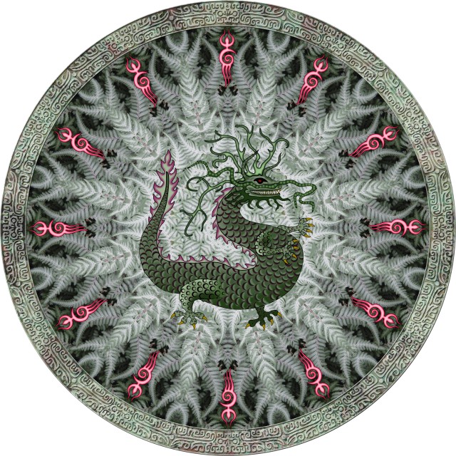 Chinese Dragon, Botanical Mandala Art by Daniel McPheeters